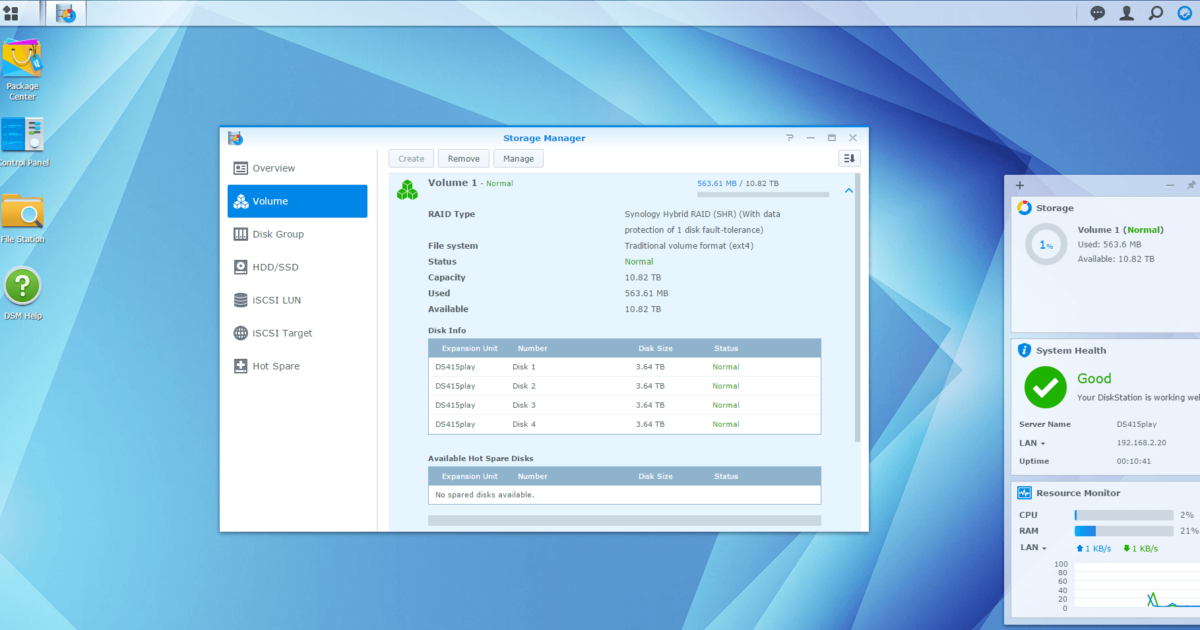 Synology DS415play – DSM Storage Manager – Techgage