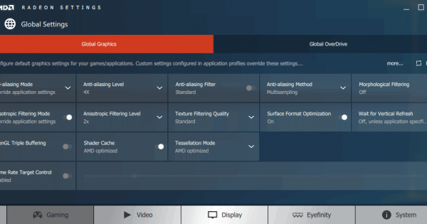 AMD Radeon Settings – Global Graphics Settings – Techgage